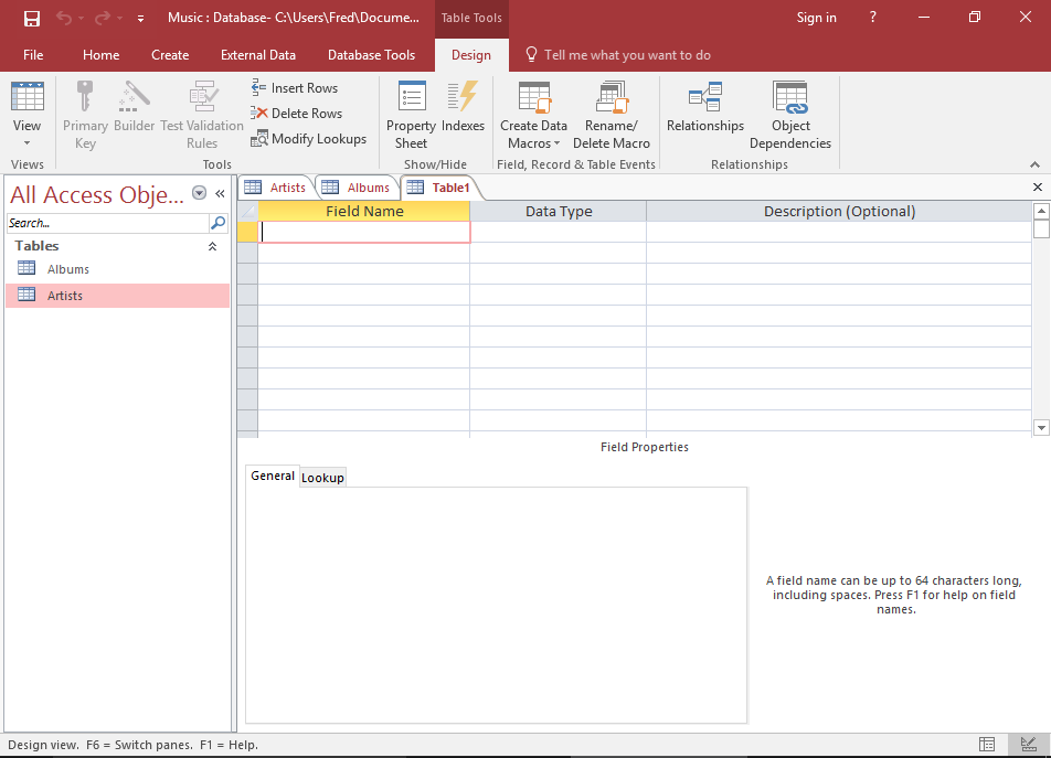 How To Create A Table In Design View In Access 2016 How To Create A Table In Design View In Access 2016